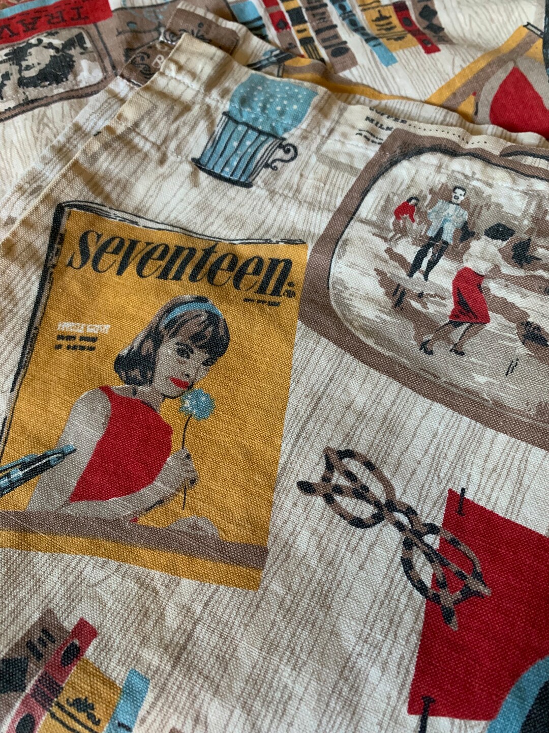 Vintage Pair of Curtains Teen Print Features Seventeen Magazine 1950s ...
