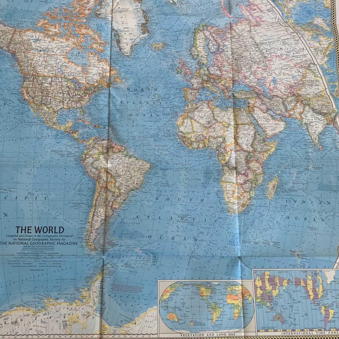 1965 National Geographic World Map | Etsy