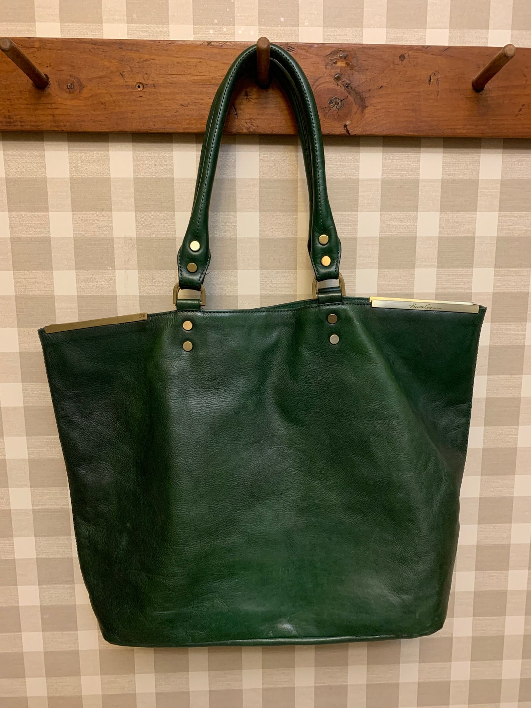 Kenneth Cole Green Leather Classic Tote Purse Large - Etsy