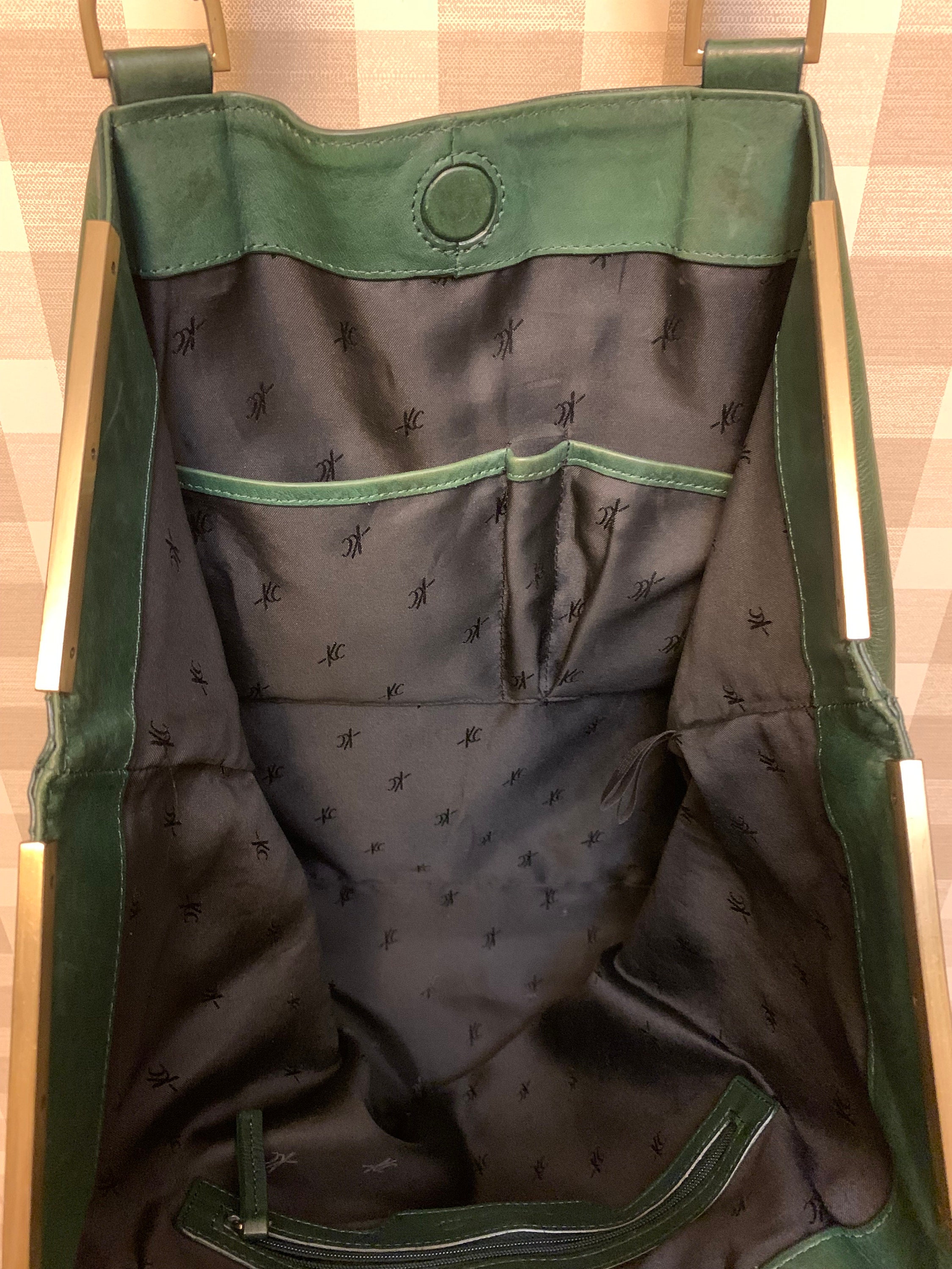 Kenneth Cole Green Leather Classic Tote Purse Large - Etsy