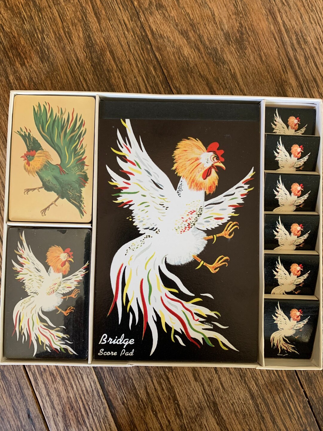 Duratone Bridge Card Set Rooster Chicken Design MCM - Etsy