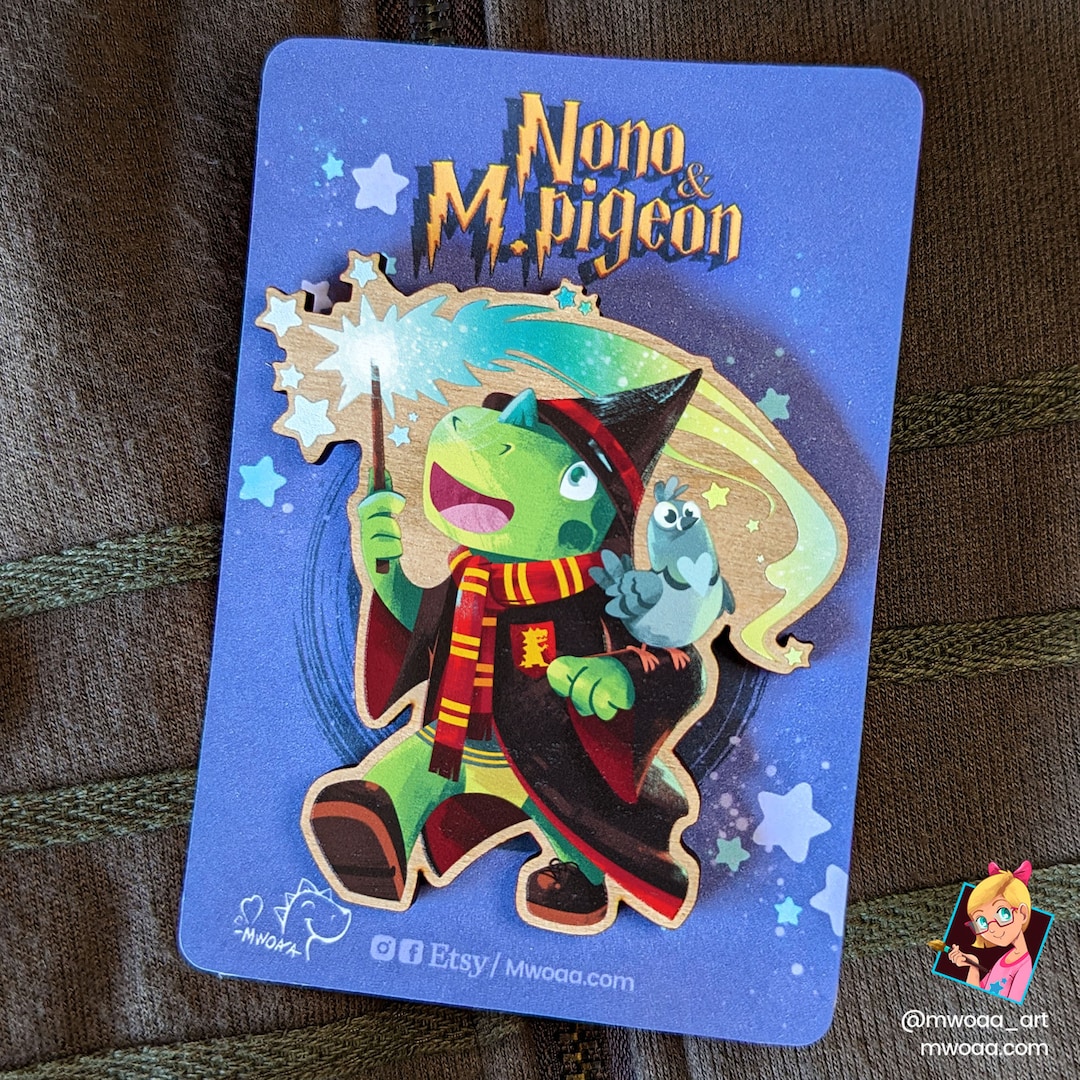 Wooden Magnet Nono and Mr Pigeon Wizard Version Around - Etsy