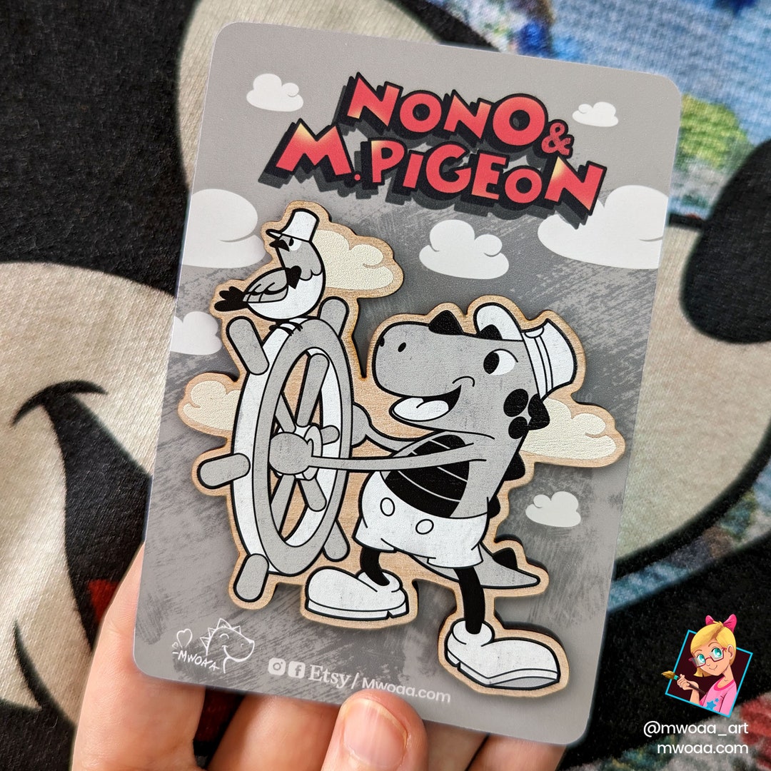 Wooden Magnet Nono and Mr Pigeon Wizard Version Around - Etsy