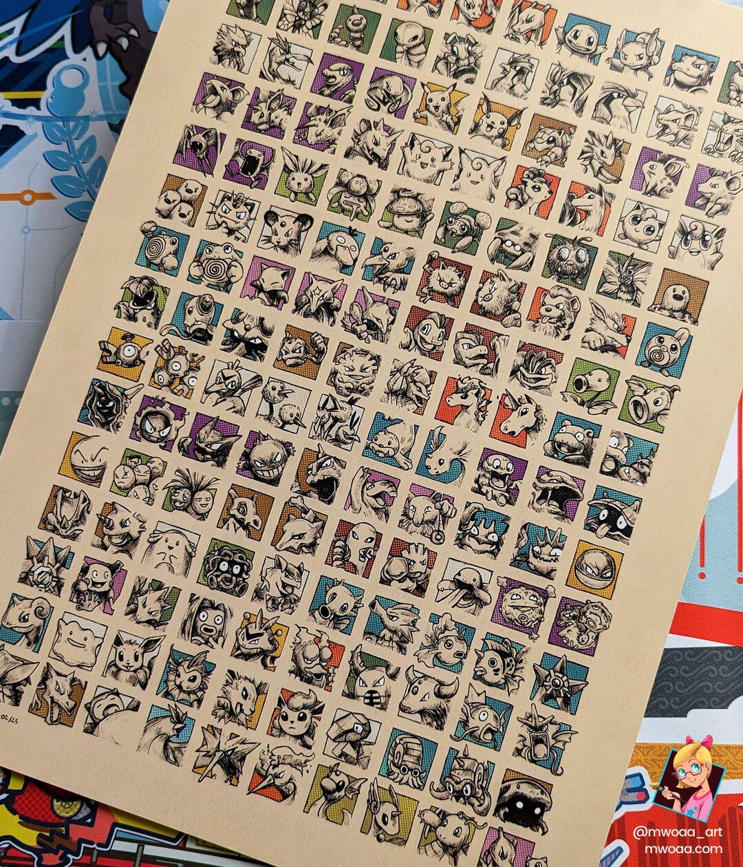 1st Gen Pokédex FOREX (foamex) Print of a Black and White Ink ...