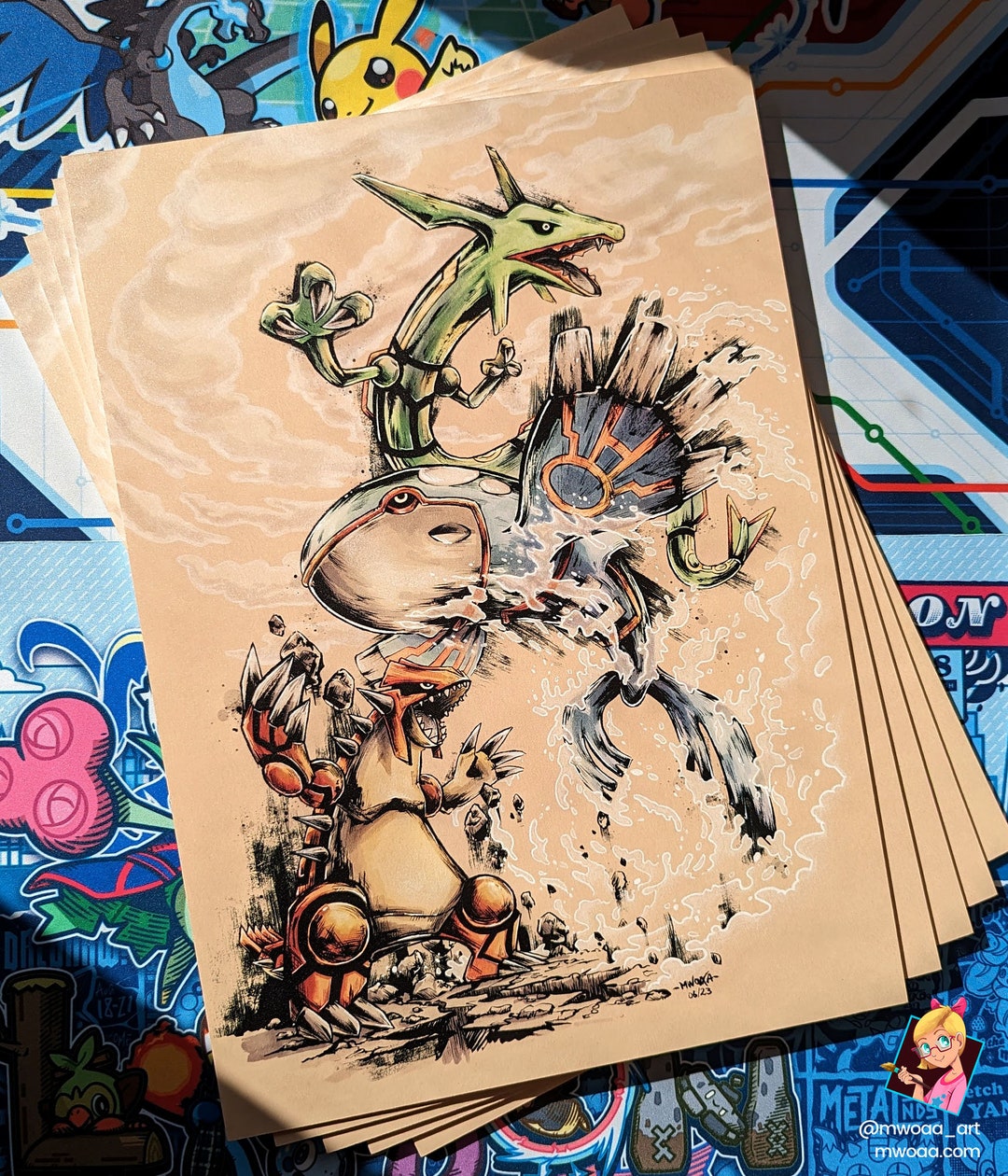Kyogre, Groudon & Rayquaza FOREX foamex Print of a Black and White ...