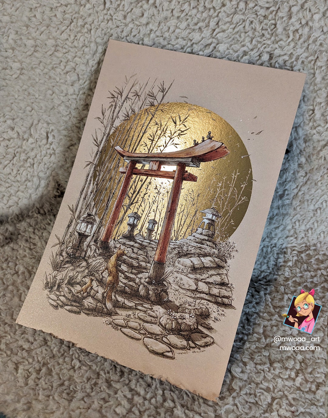 Tsushima Golden Print on Olin Paper From a Black Ink Illustration ...