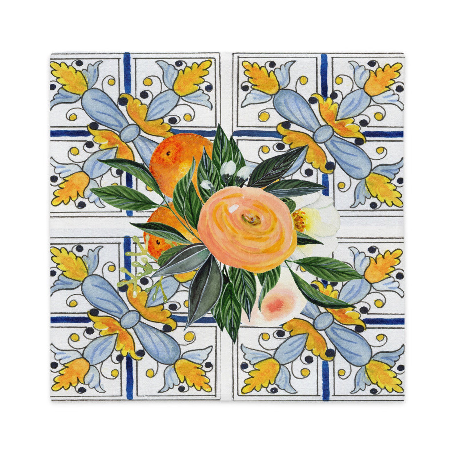 Amalfi Coast Mediterranean Style Light Blue Yellow White Tiles With ...