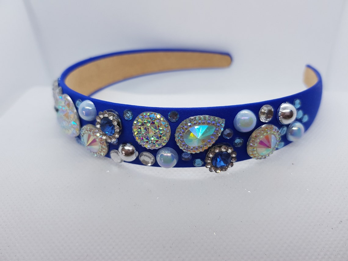Pretty Crystal Royal Blue Headband Etsy