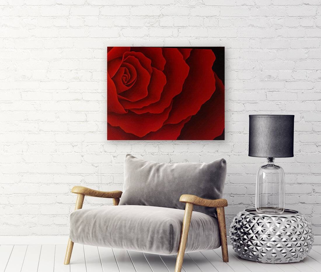 Red Rose Painting Red Rose Wall Art Large Flower Art Single Red Rose ...