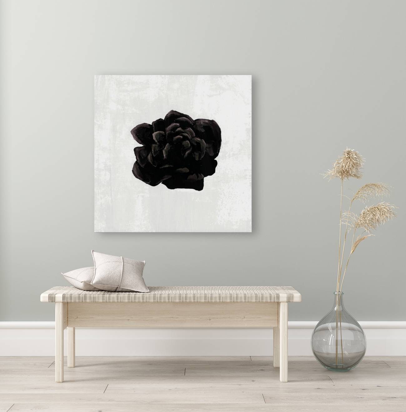 Black Rose Painting Large Flower Painting Rose Wall Art Impasto Flower ...