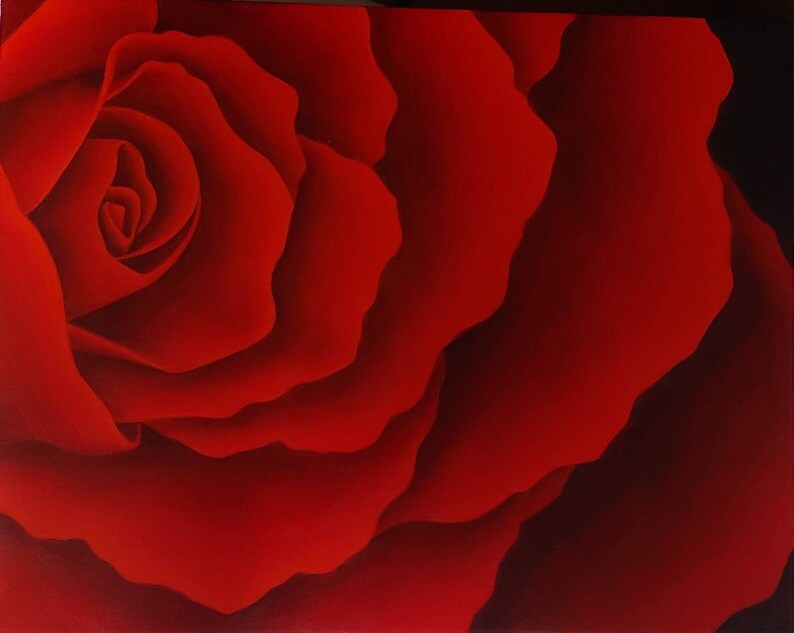 Red Rose Painting Red Rose Wall Art Large Flower Art Single Red Rose ...