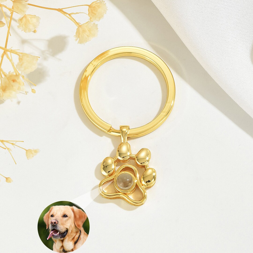 Paw Shape Photo Projection Keychain, Personalized Photo Keychain ...