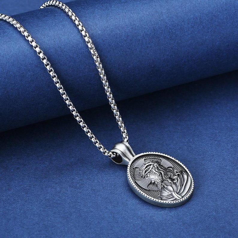 Christian Jesus Mens Necklace, Handmade Jesus Medallion, Religious Men ...