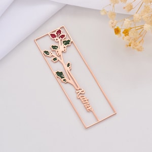 Personalized Birth Flower Book Markers, Custom Birth Flower Name ...
