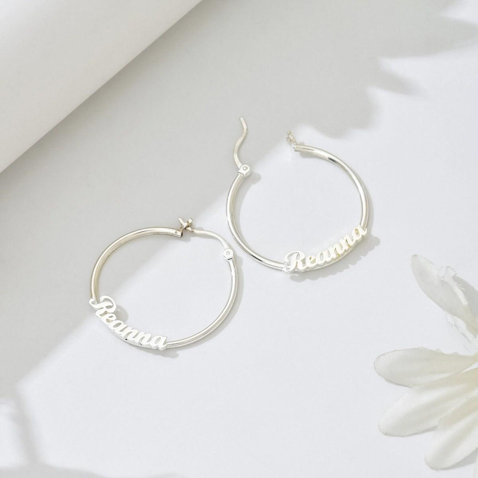 Personalized Name Hoop Earrings, Custom Name Hoops, Personalized ...