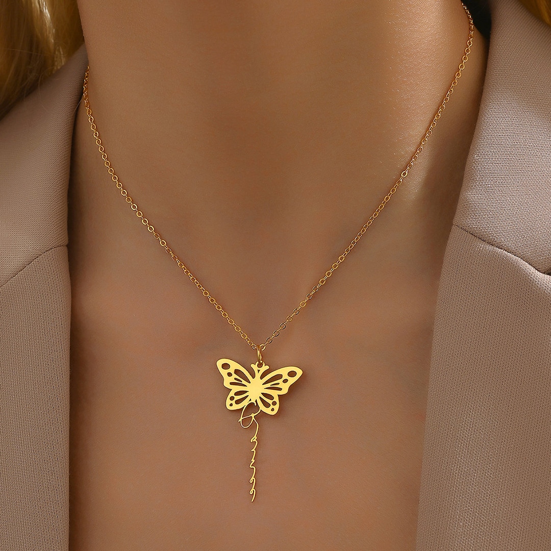 Butterfly Name Necklace, Personalized Name Necklace, Custom Butterfly ...