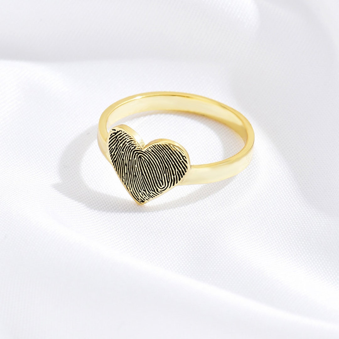 Personalized Fingerprint Jewelry, Custom Heart Fingerprint Ring ...