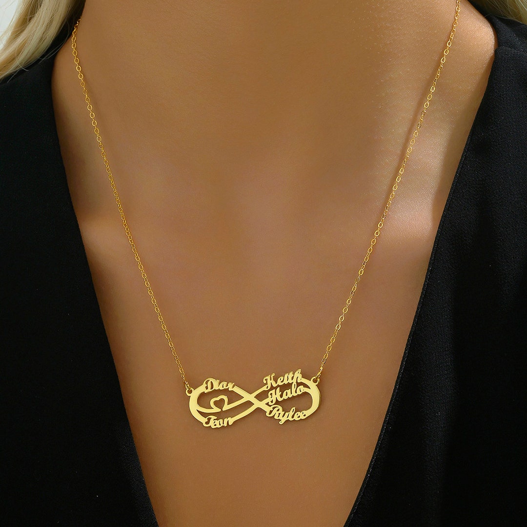 Custom Infinity Five Name Necklace, Personalized Name Necklace ...