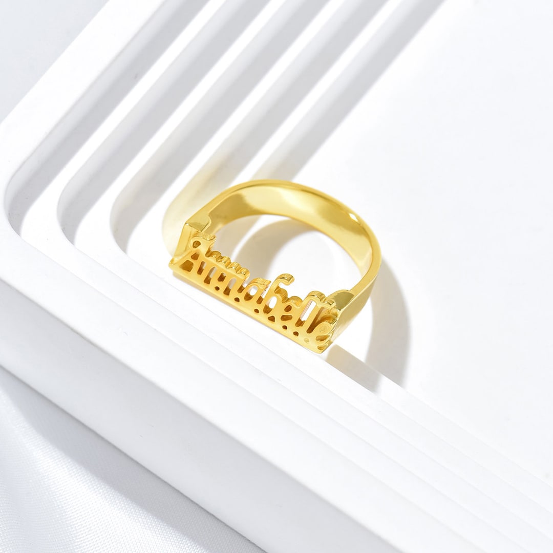 Custom Name Ring, Cursive Font Name Ring, Girlfriend Name Ring, Custom ...