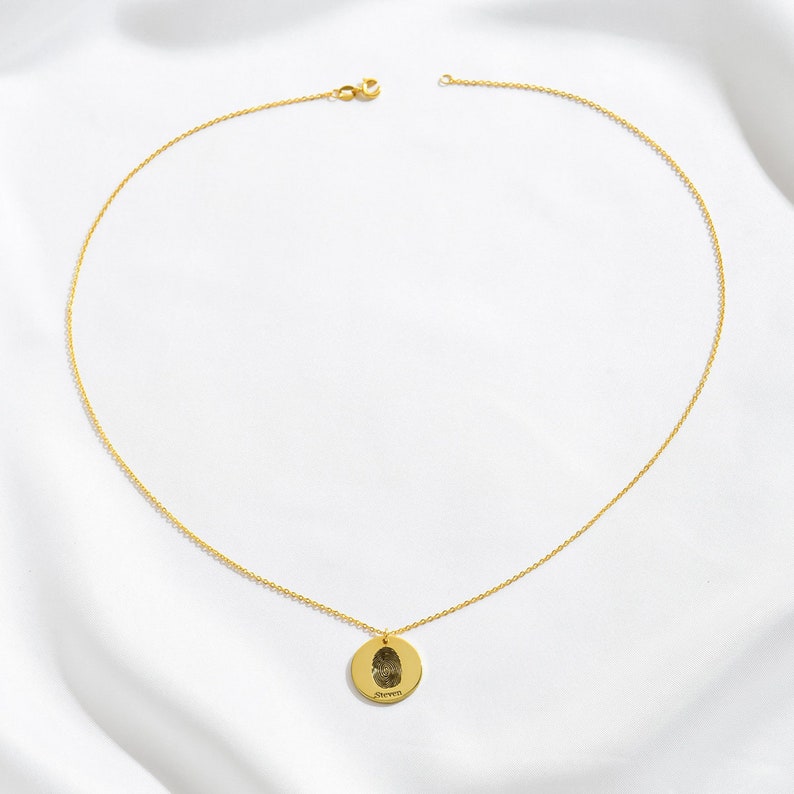Round Shape Necklace, Custom Fingerprint Necklace, Memorial Gift ...