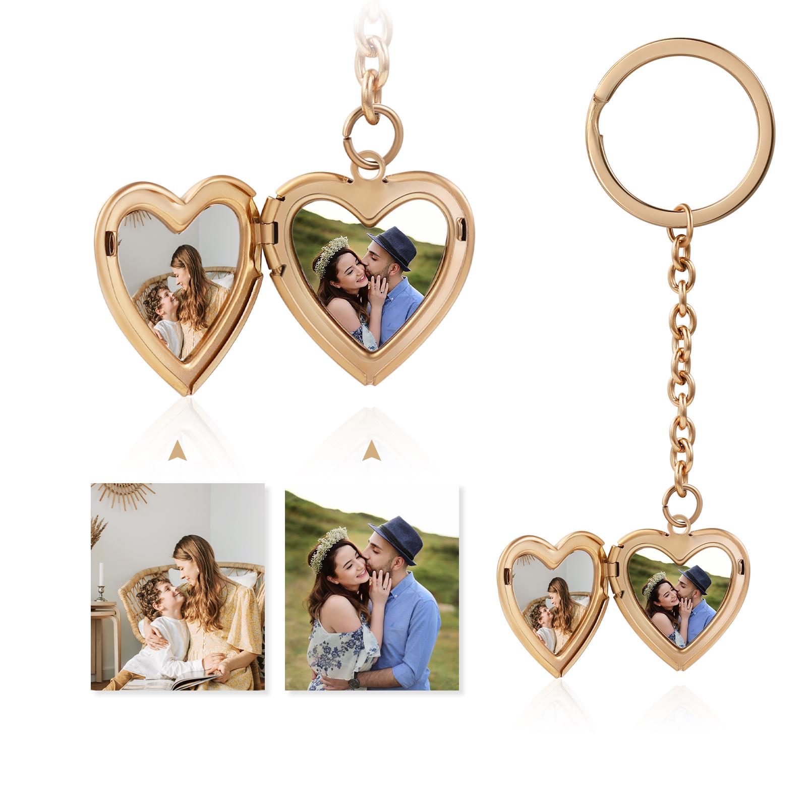 Custom Heart Locket Keychain With Photo, Memorial Keychain, Photo ...