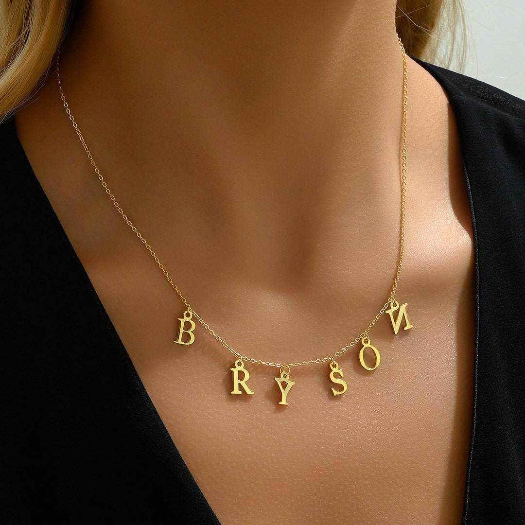 Personalised Initial Name Necklace, Custom Letter Choker, Spaced Letter ...