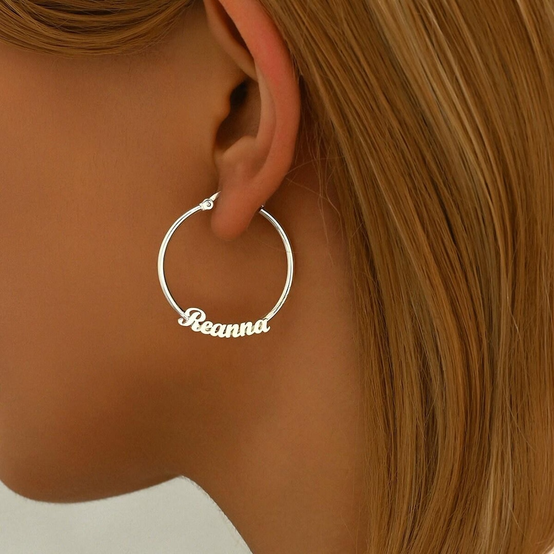 Personalized Name Hoop Earrings, Custom Name Hoops, Personalized ...