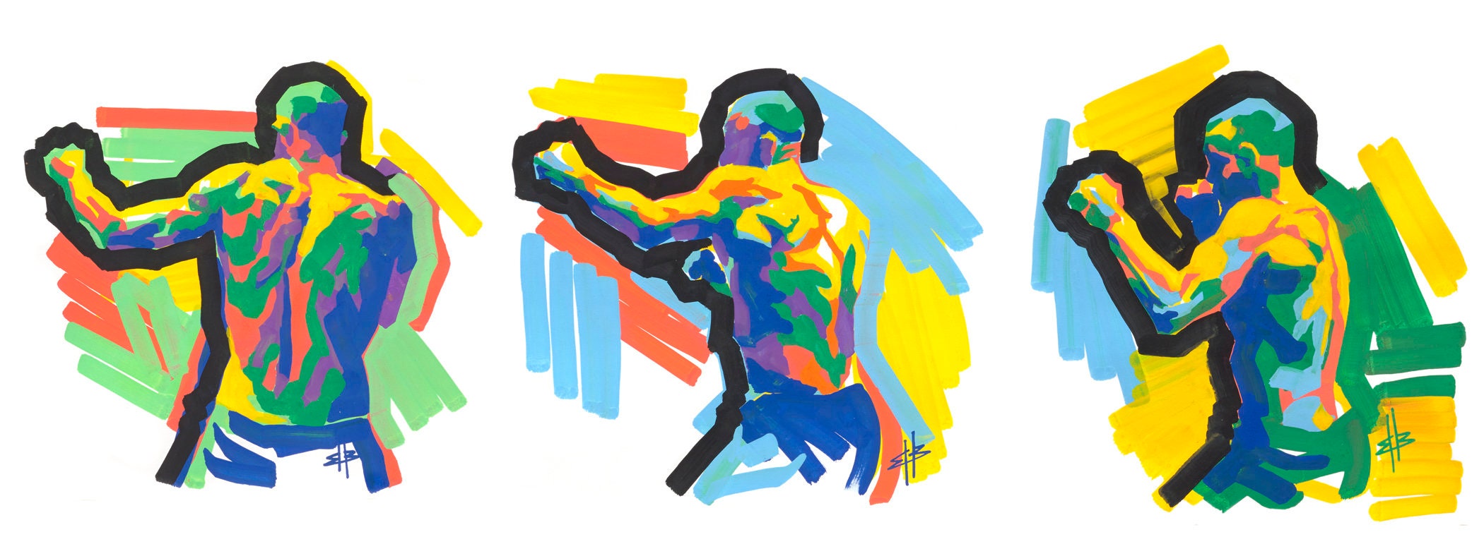 Shadow Boxing Caveman Set of 3 Ltd. Edition Fine Art - Etsy