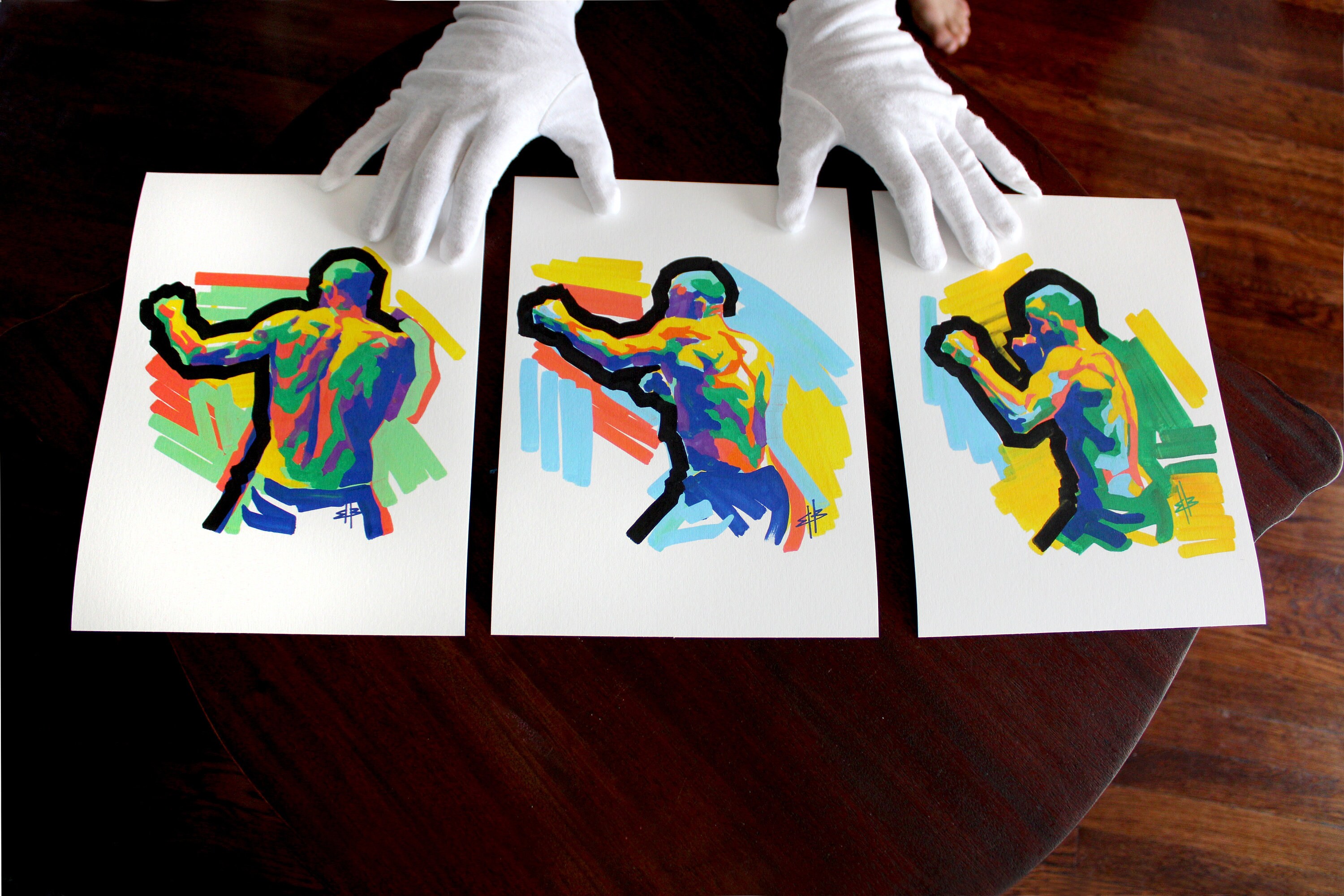 Shadow Boxing Caveman Set of 3 Ltd. Edition Fine Art - Etsy