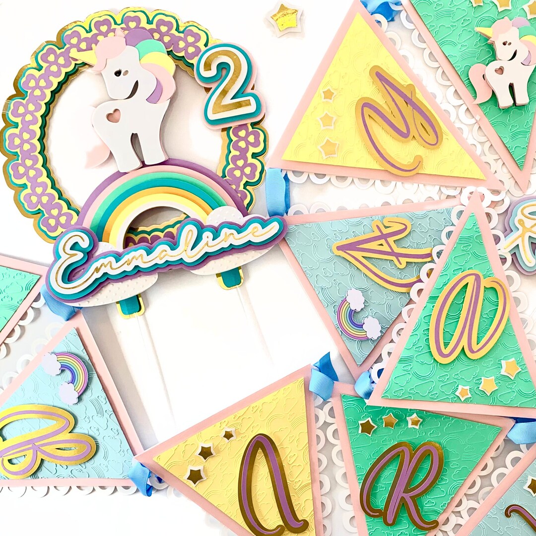 Personalized Unicorn Banner,rainbow Unicorn Birthday Banner,unicorn ...