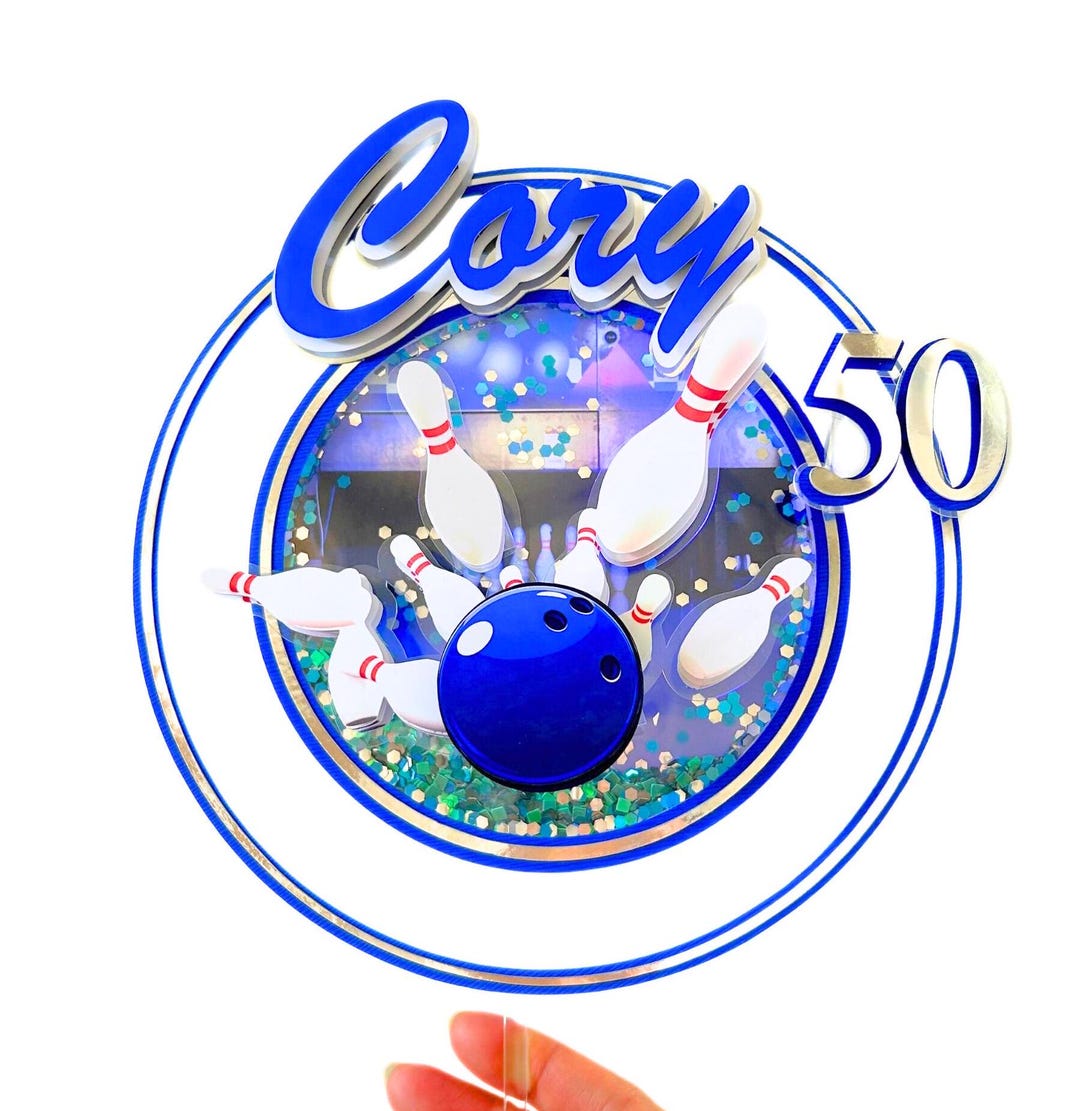 Glow Bowling Cake Topper Bowling Party Decorations Neon Theme Party ...