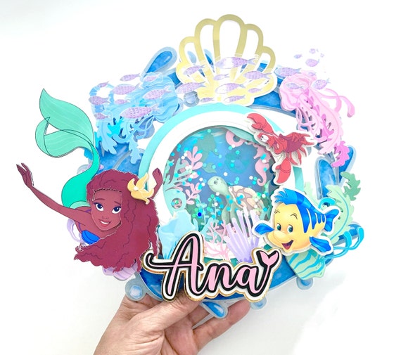 Black little Mermaid Cake Topper,Mermaid Shaker,Mermaid Birthday Decor ...