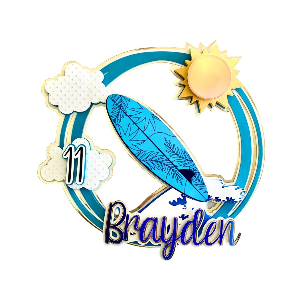 Surf Custom Cake Topper,beach Birthday Decorations,surfer Cake Topper ...