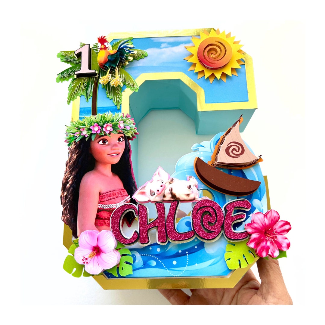Números 3D con temática de Moana, decoraciones para fiestas de ...