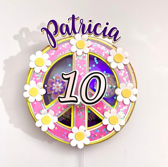 Two Groovy birthday cake topper,70s Party Decor,Retro Cake Topper,Peace ...