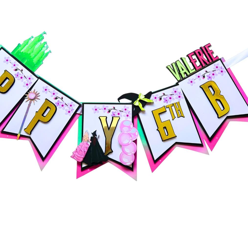 Wicked 3D Letters, Glinda and Elphaba Birthday Party Decoration, Pink ...