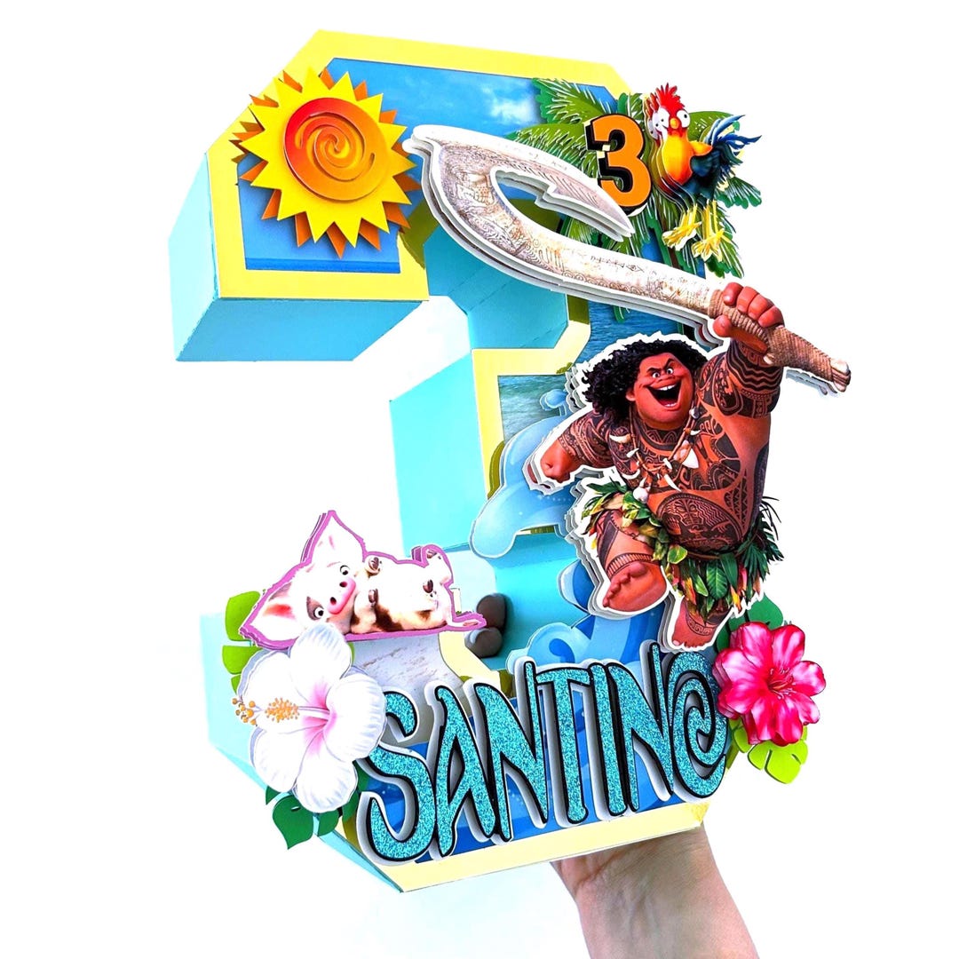 Maui 3D Numbers, Moana Birthday Decorations, Moana Party 3D Letters ...