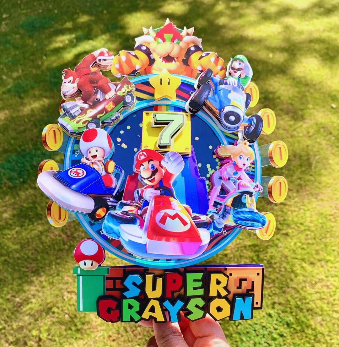 Super Mario Bros Birthday Cake Topper, Custom Princess Peach Party ...
