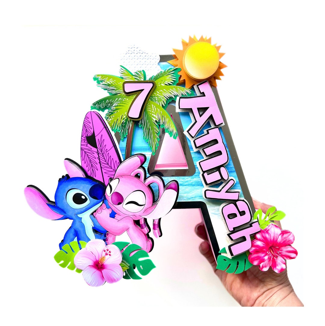 Stitch and Angel Custom 3D Letters, Hawaiian Party Decorations, Lilo Stitch Theme 3d Letters - Etsy
