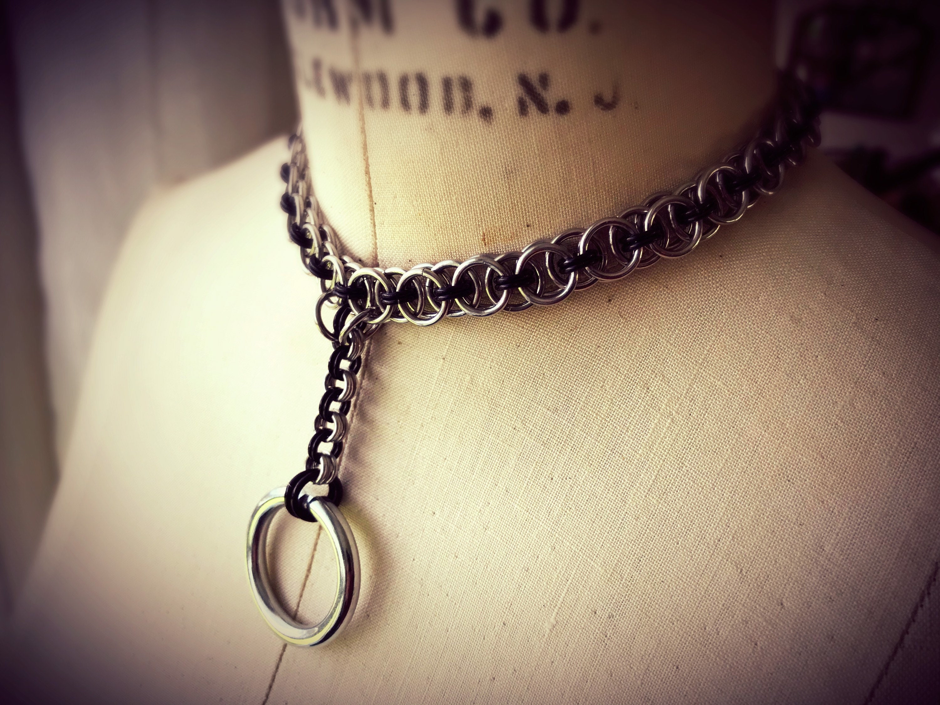 Black & Silver BDSM Collar DDLG or Submissive Collar. A | Etsy