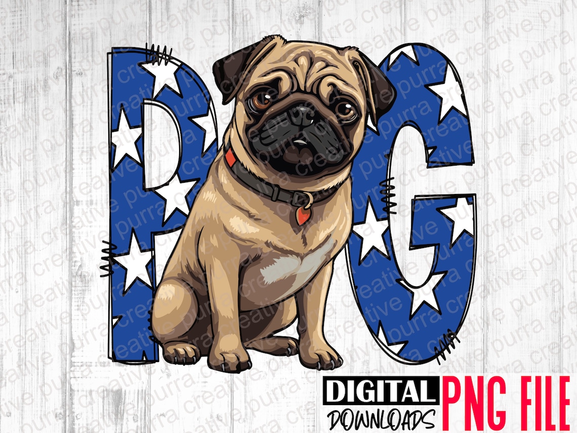 Pug Doodle Alphabet Letter Png, Pug Png, Pug Lover, Doodle Letter Star ...