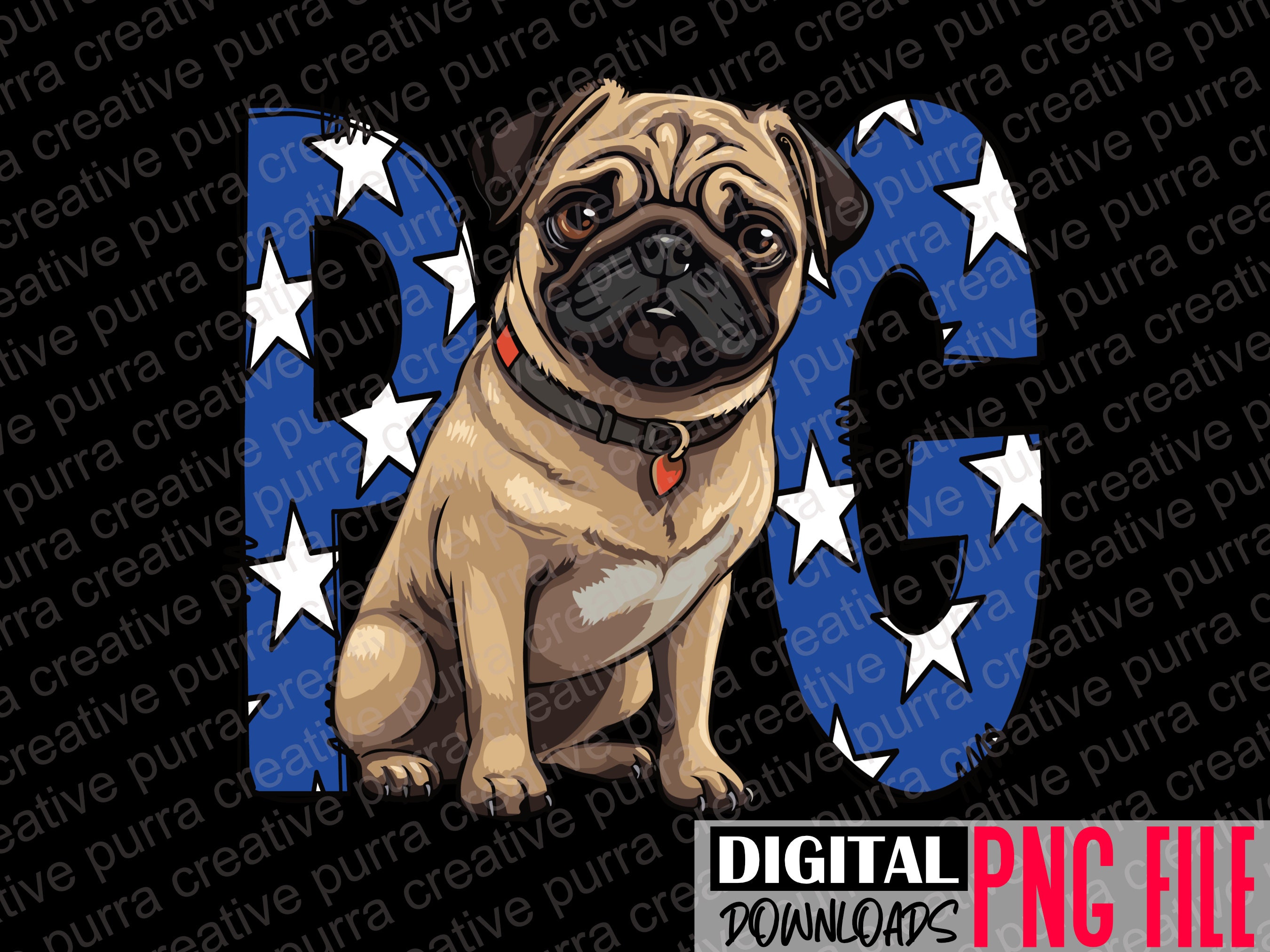 Pug Doodle Alphabet Letter Png, Pug Png, Pug Lover, Doodle Letter Star ...