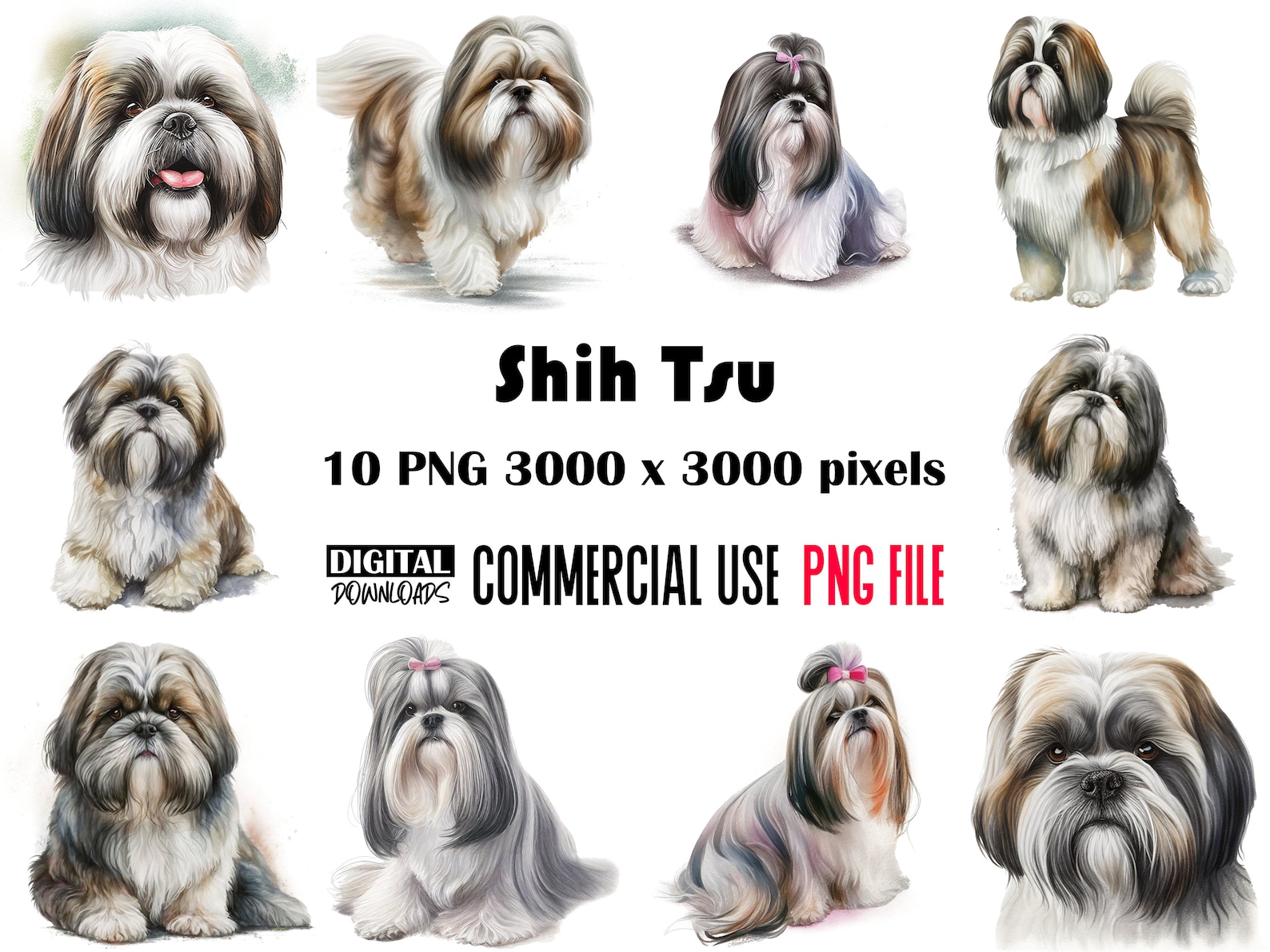 Shih Tzu Dog Png, Shih Tzu Clipart, Shih Tzu Watercolor Png, Shih Tzu ...