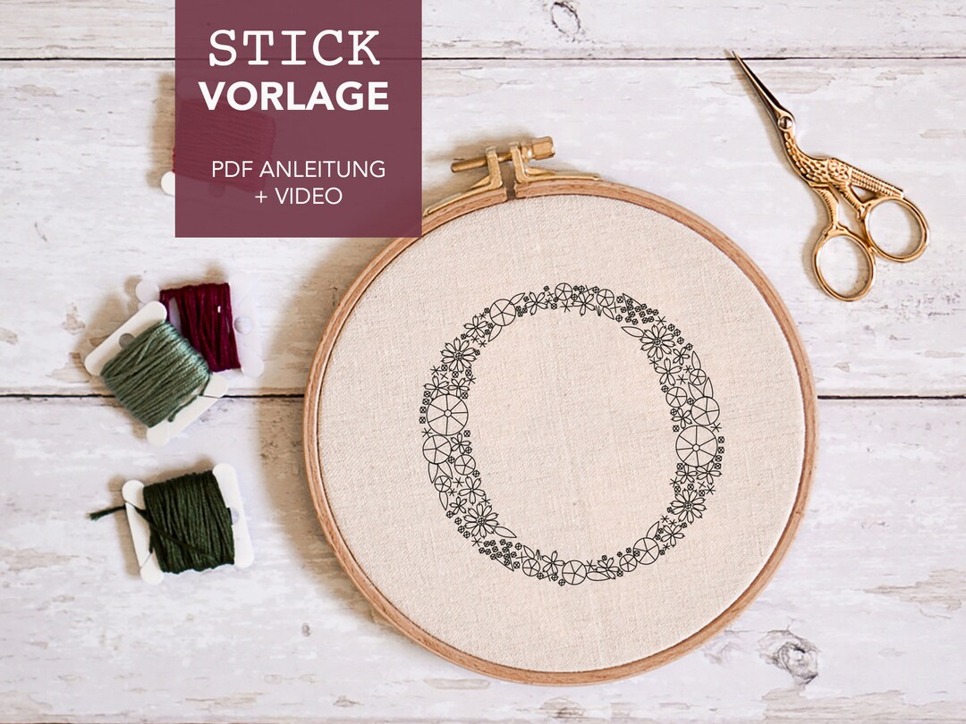 Embroidery Template Letter "o" Monogram Filled With Instructions and ...