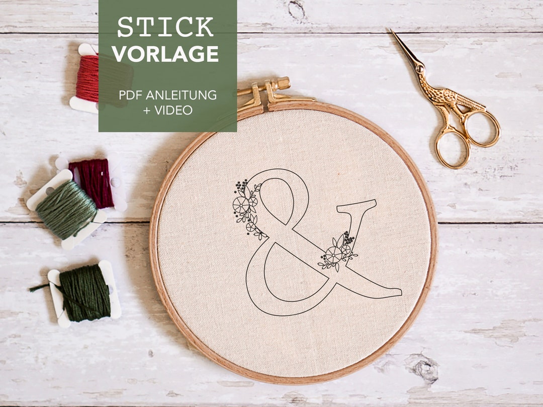 Embroidery Template Letter & / Monogram With Instructions and Video ...