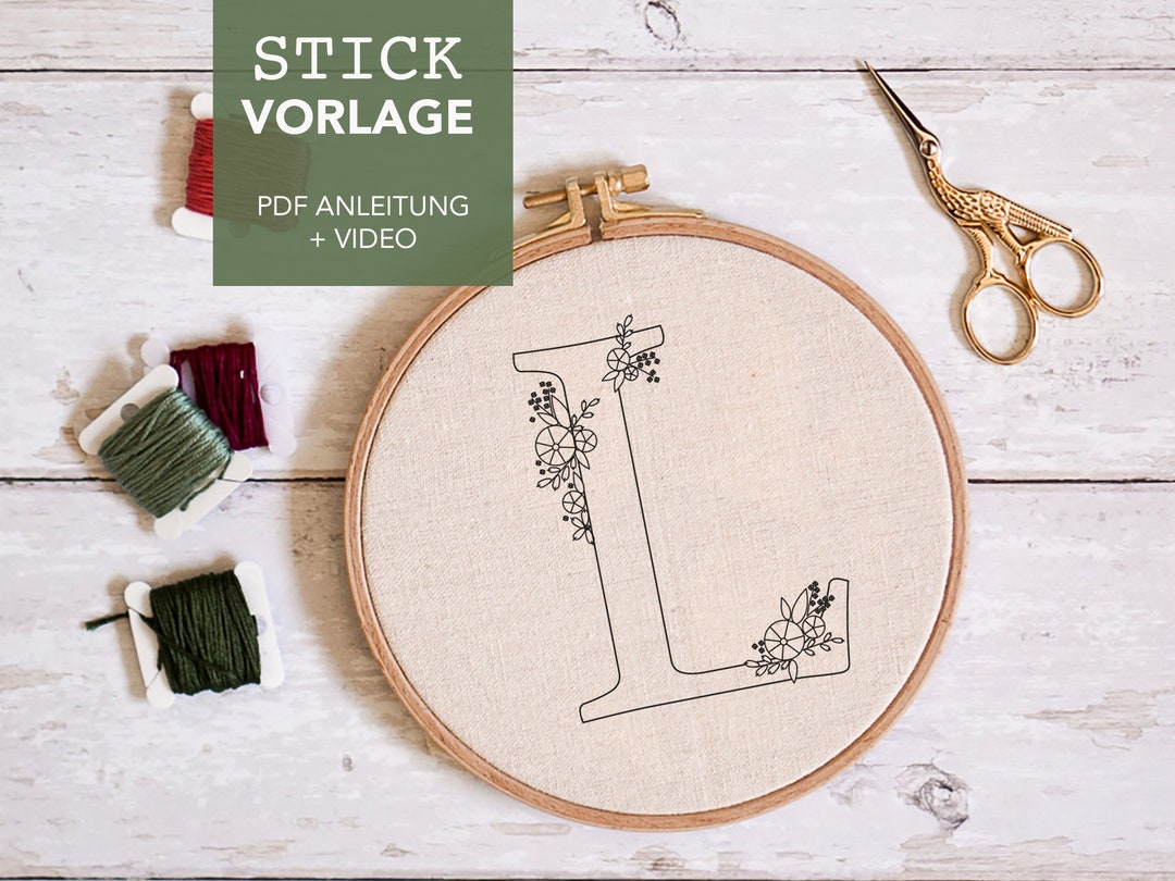 Embroidery Template Letter "l" Monogram With Instructions and Video ...