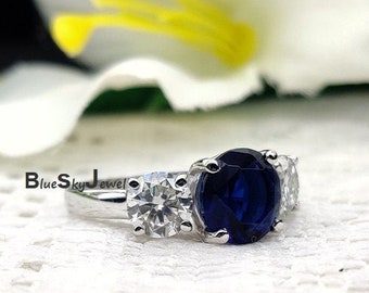 Blue Round Cz Ring - Etsy