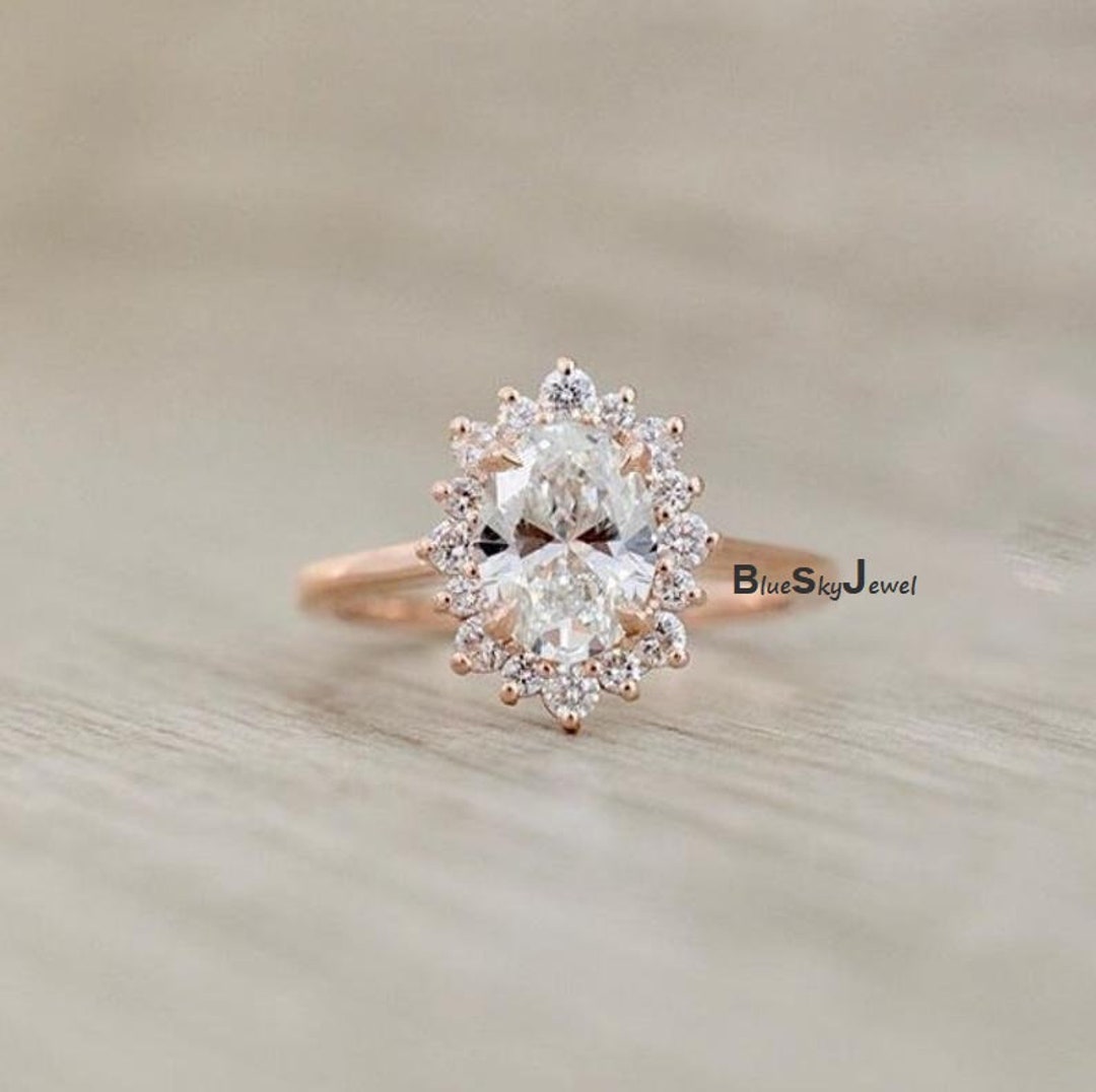 Classic Oval Engagement Ring - Oval Cut Ring - Oval Halo Ring - Wedding ...
