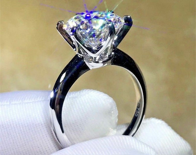 3 Carat Round Solitaire Ring - Engagement Ring -wedding Ring- 6 Prong ...