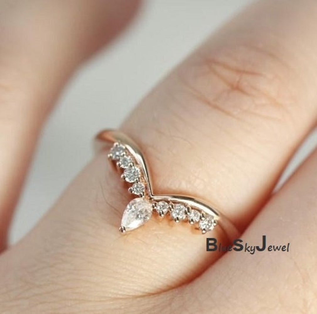 14k Solid Gold Royal Curve Ring, Curved Ring, Stacking Ring, Curved ...